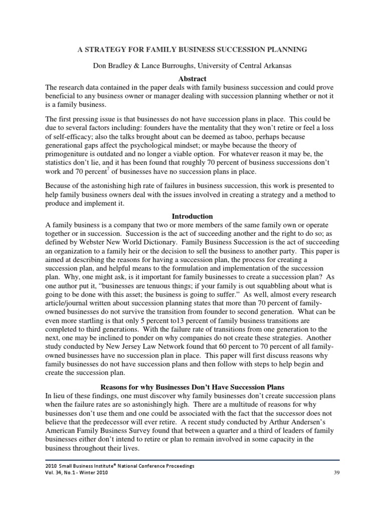 A Strategy For Family Business Succession Planning | PDF | Annuity ...