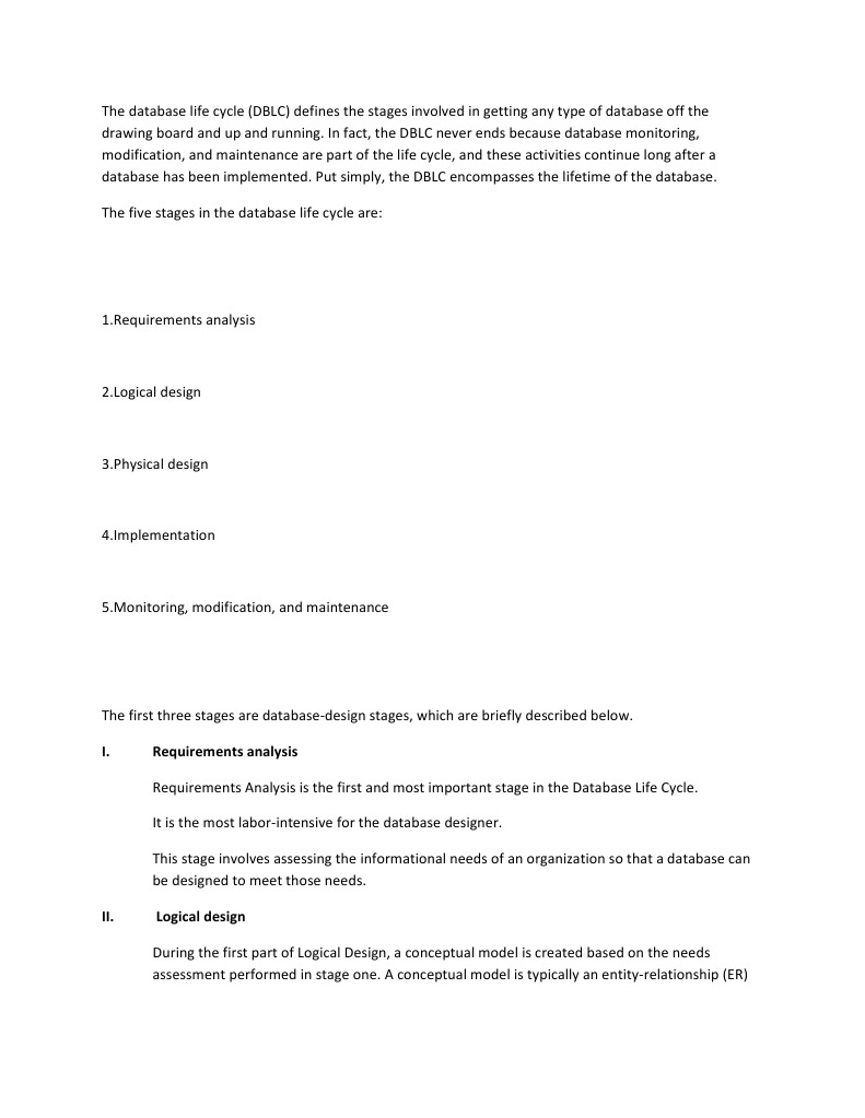 The Database Life Cycle | Databases | Database Design