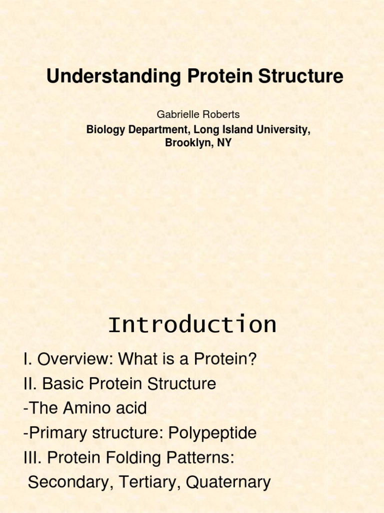 Understanding Protein Structure: Biology Department, Long Island ...