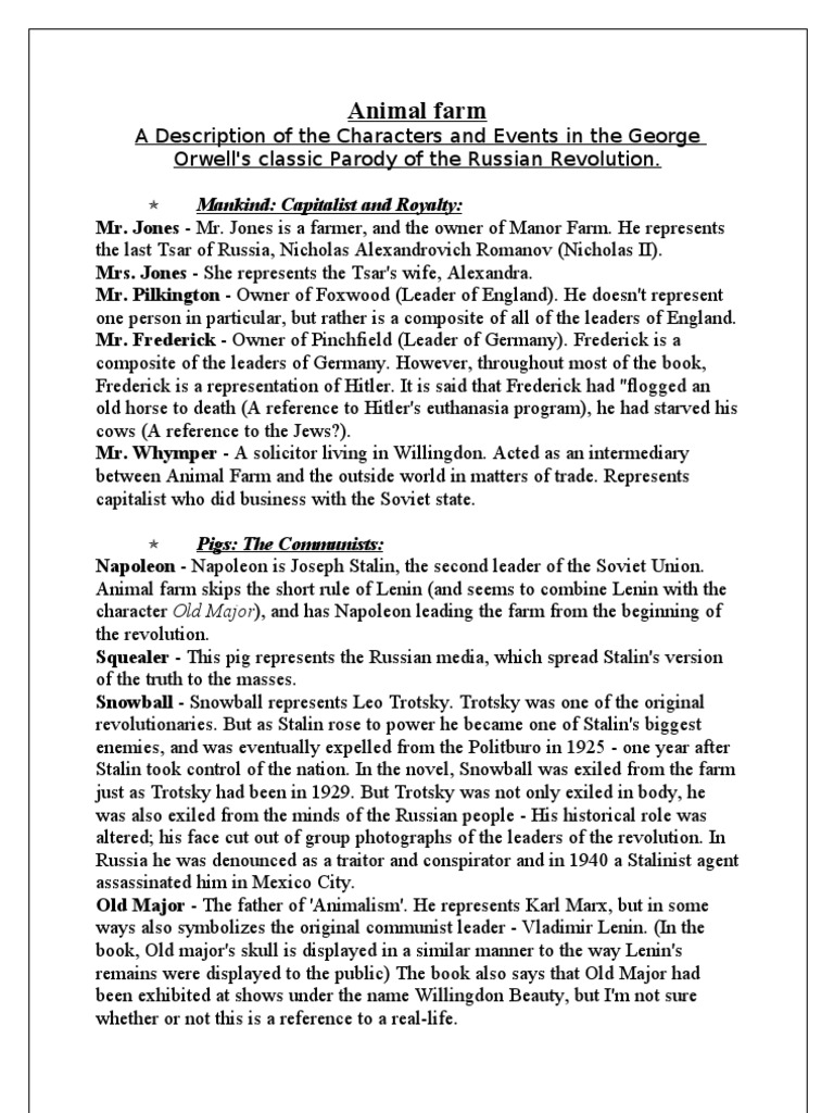 Animal Farm: Mankind: Capitalist and Royalty | PDF | Chicken | Communism