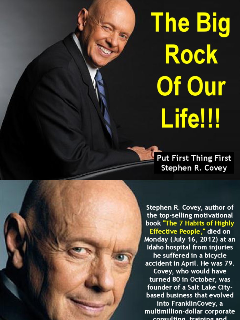 The Big Rock of Our Life!!!: Put First Thing First Stephen R. Covey | PDF