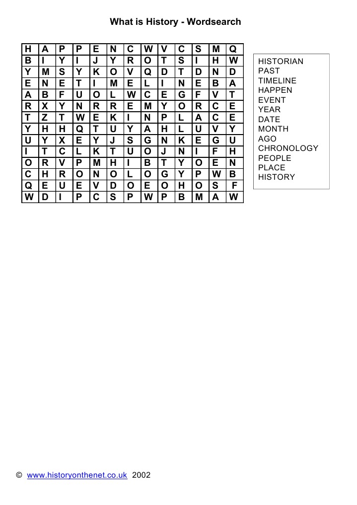 What Is History Wordsearch | PDF