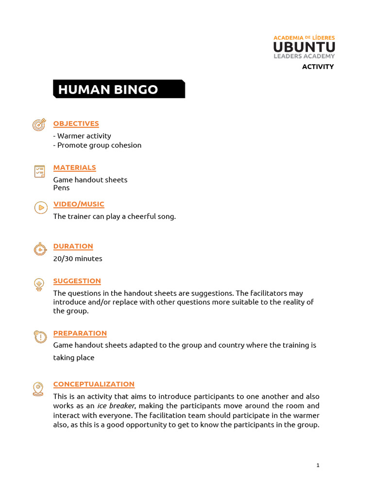 01 Human Bingo | PDF | Human Communication
