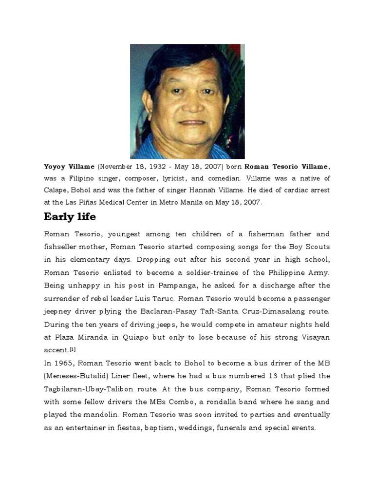 Yoyoy Villame | PDF | Entertainment (General) | Leisure