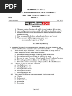 Tanzania Form One Physics Exam 2025 | PDF | Buoyancy | Density