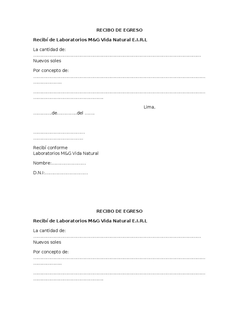 Recibo de Egreso | PDF