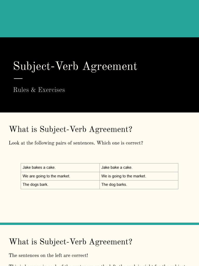 OVERVIEW - Subject Verb Agreement | PDF | Grammatical Number | Verb