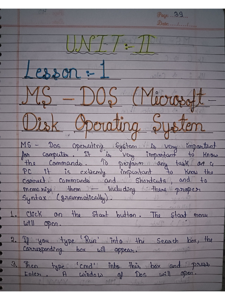 UNIT - II ( MS - DOS ) Microsoft Disk Operating System | PDF