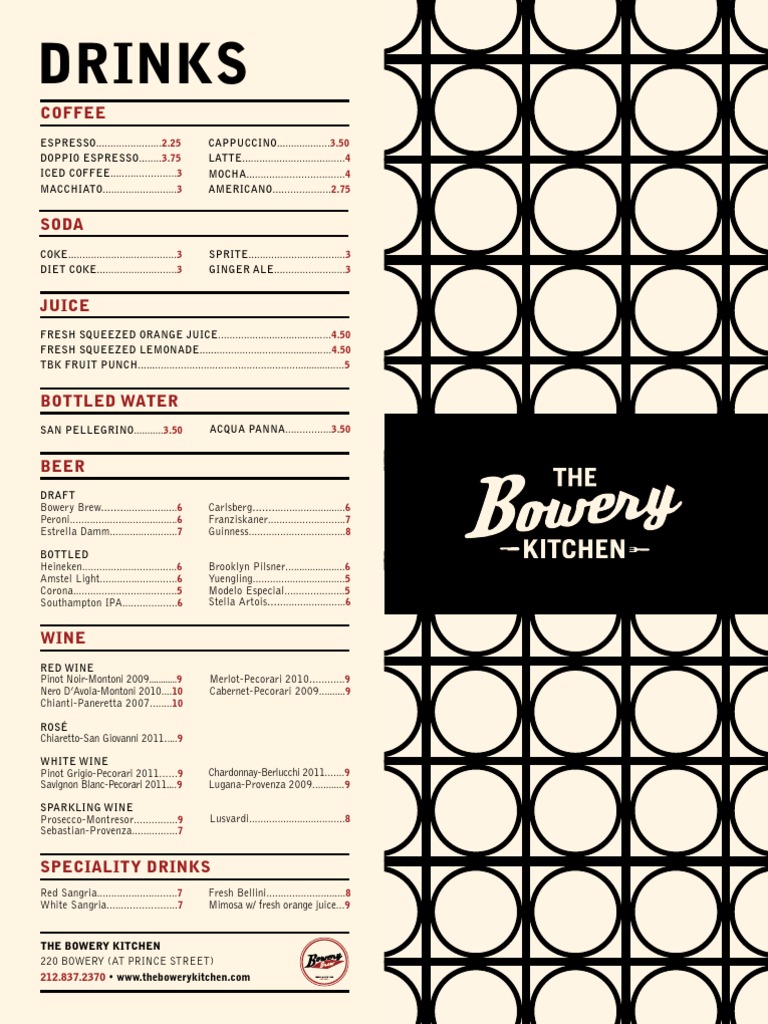 The Bowery Kitchen Menu | PDF | Salad | Foods