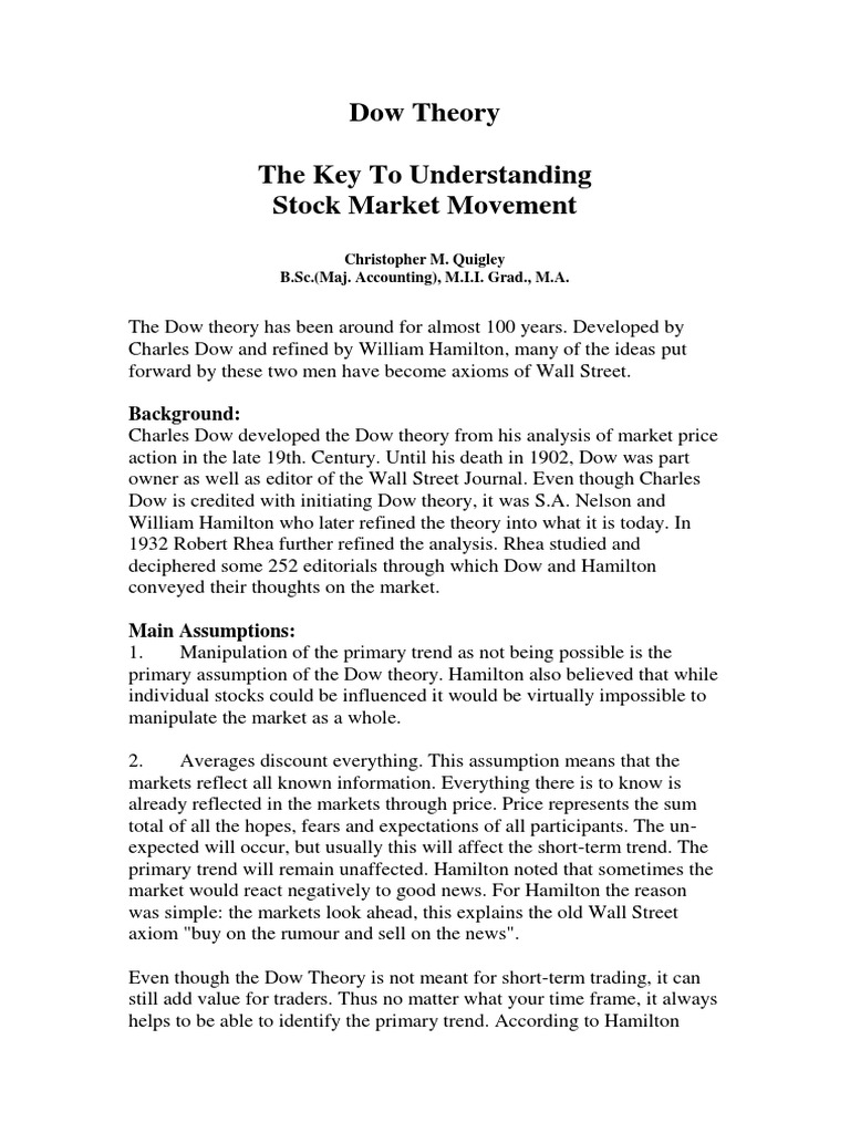 Dow Theory: Key Assumptions Explained | PDF | Market Trend | Dow Jones ...