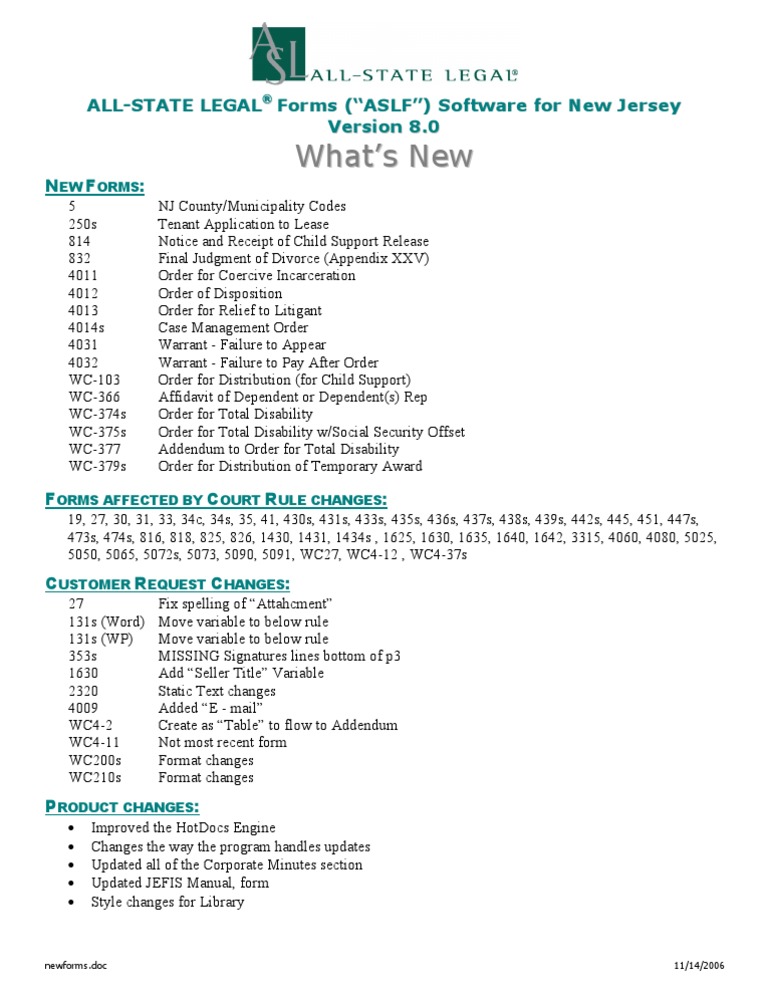New Jersey Legal Forms Update 2023 | PDF