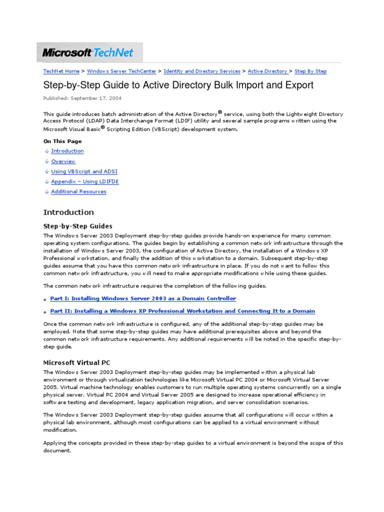 Active Directory Bulk Import and Export | PDF | Active Directory ...