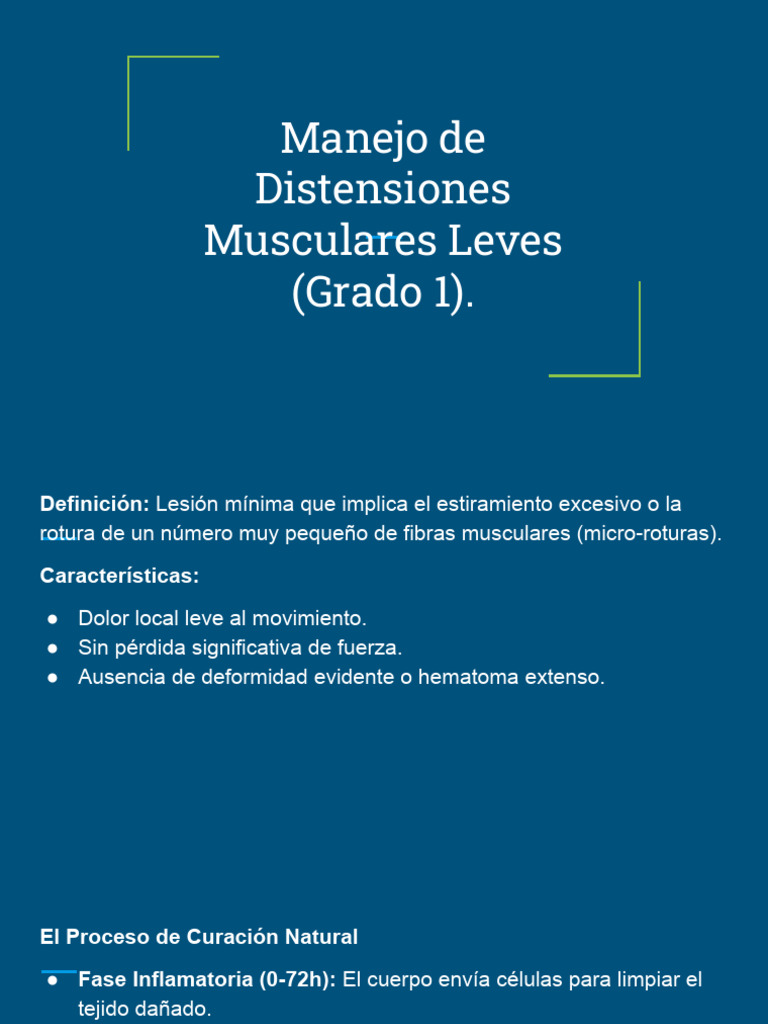 Manejo de Distensiones Musculares Leves (Grado 1) | PDF | Dolor | Curación