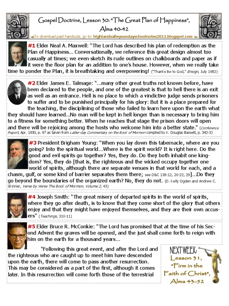 Lesson 30: "The Great Plan of Happiness | PDF | Plan Of Salvation ...