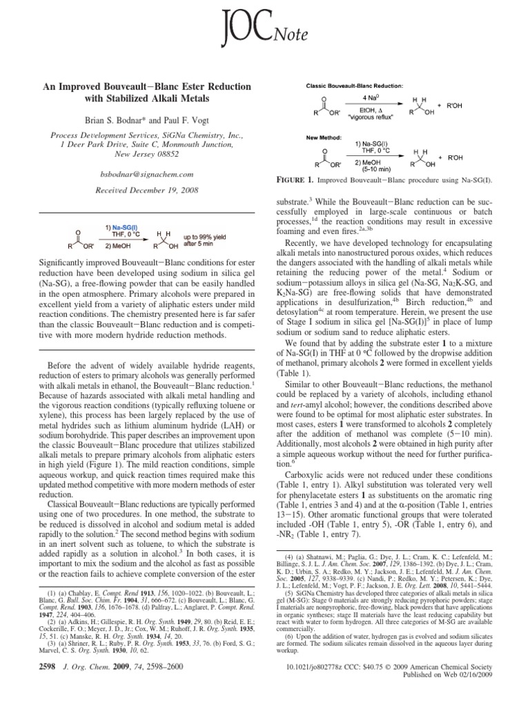 Improved Bouveault-Blanc Ester Reduction | PDF | Alcohol | Ester