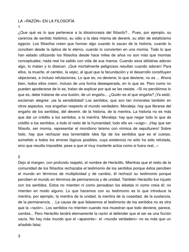 La Razón en La Filosofía | PDF | Verdad | Razón