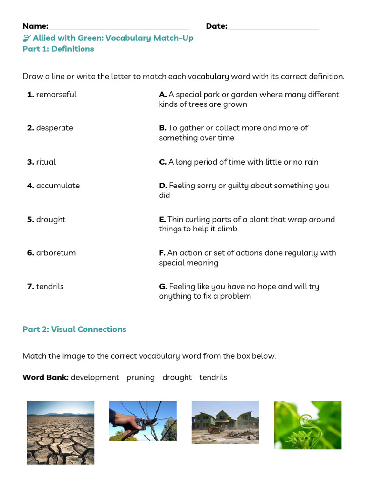 Allied With Green Vocabulary and Comprehension for Grade 7.Docx (1) | PDF