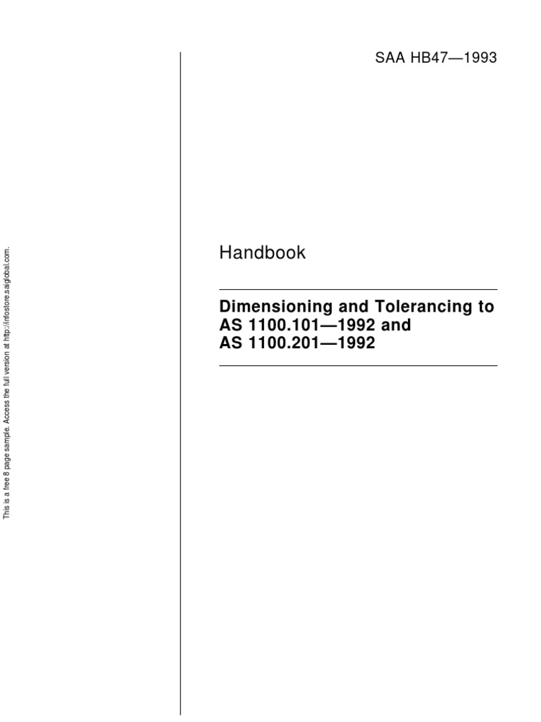 HB 47-1993 Dimensioning and Tolerancing To As 1100.101-1992 and As 1100 ...