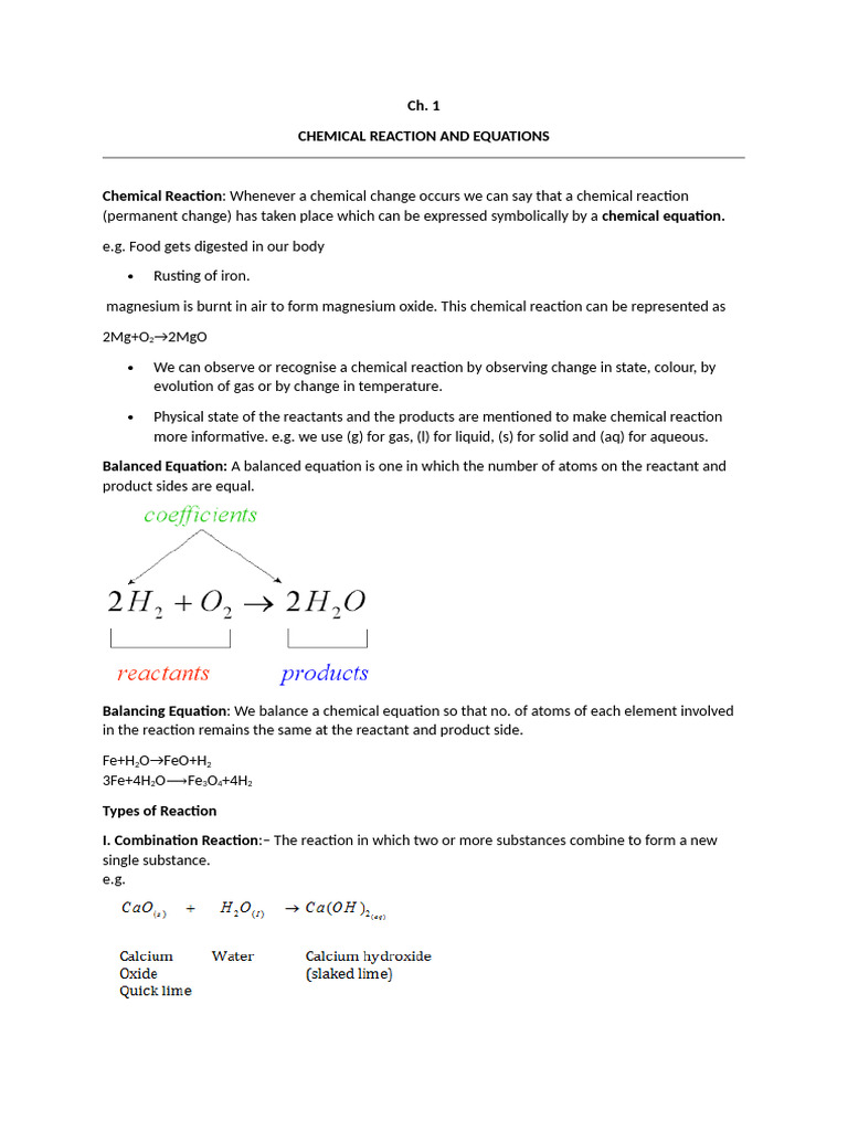 Chemical Reactions and Equations | PDF | Chemical Reactions | Redox