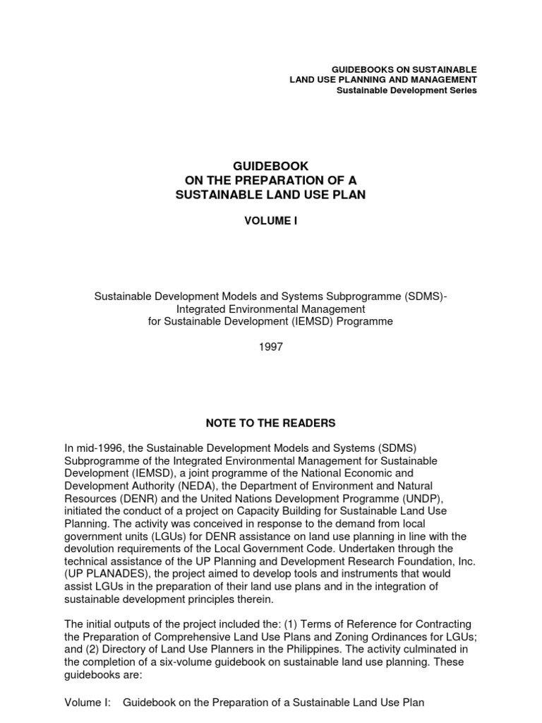 GUIDEBOOKS On Preparation of Sustainable Land Use Plan | PDF ...