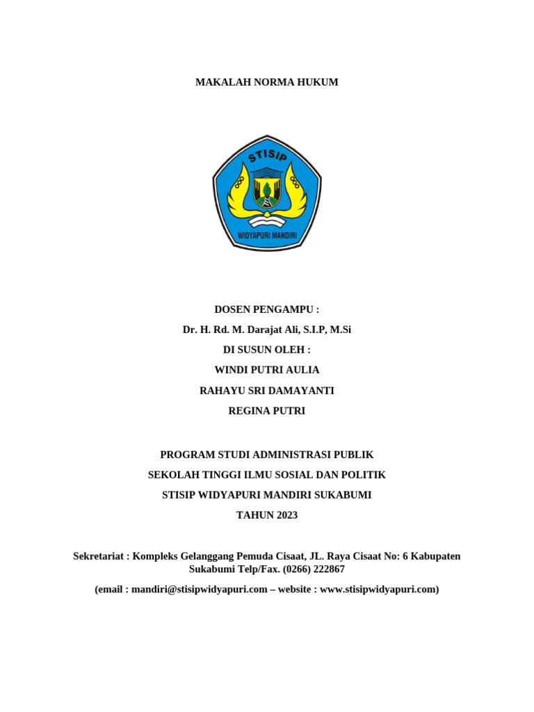 Makalah Norma Hukum Smt3 | PDF