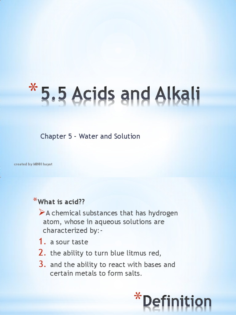 Science Form 2 Chapter 5.5_Acid and Alkali Note | Acid | Salt (Chemistry)