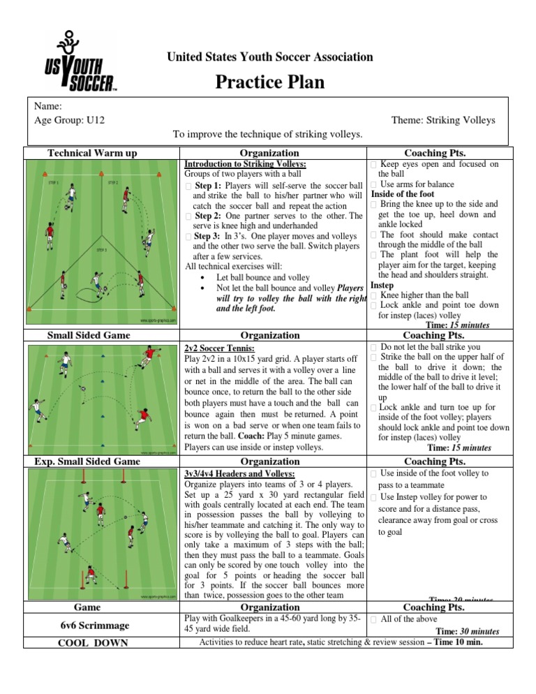 Practice Plan: United States Youth Soccer Association | PDF | Foot ...