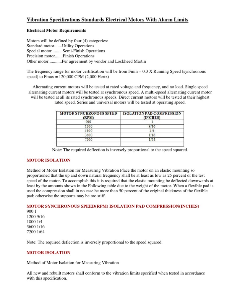 Vibration Standards for Electric Motors | PDF | Electric Motor | Amplitude