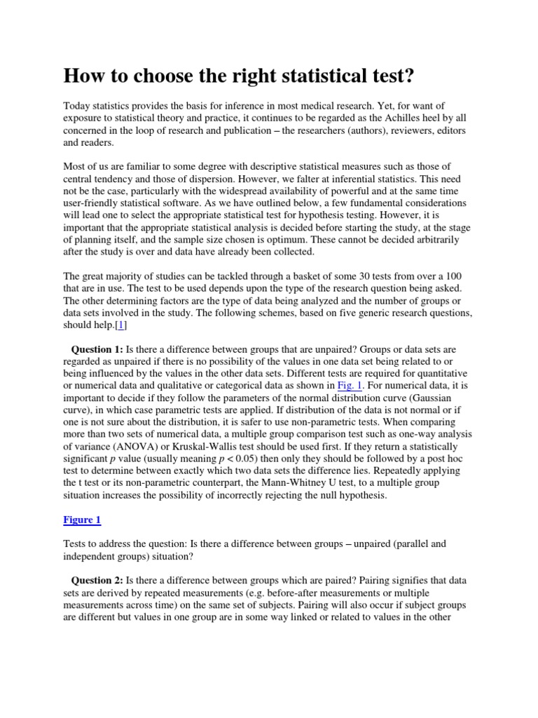 How To Choose The Right Statistical Test | PDF | Correlation And ...