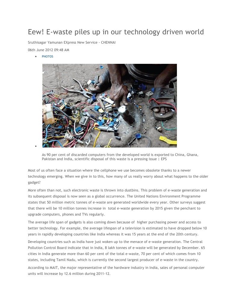 E Waste | PDF | Electronic Waste | Waste Management