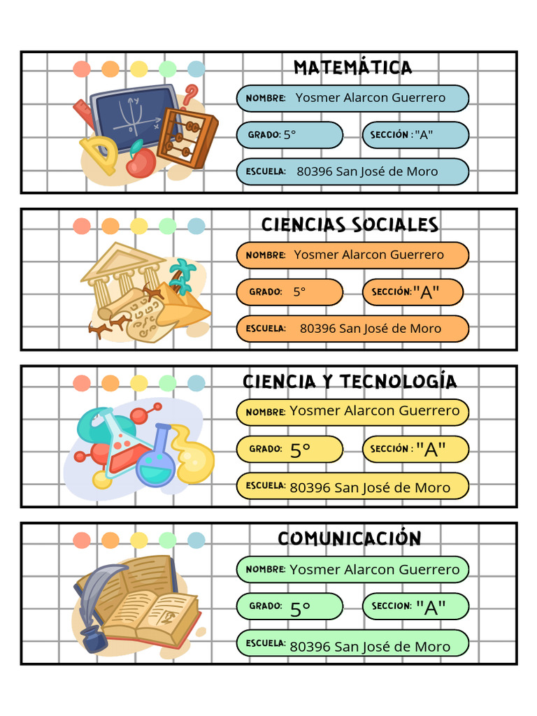 Etiquetas Escolares Para Cuadernos Ilustrativas Colorida_20260330 ...