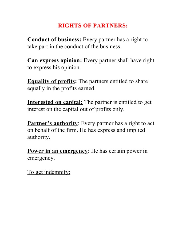 Rights of Partners | PDF