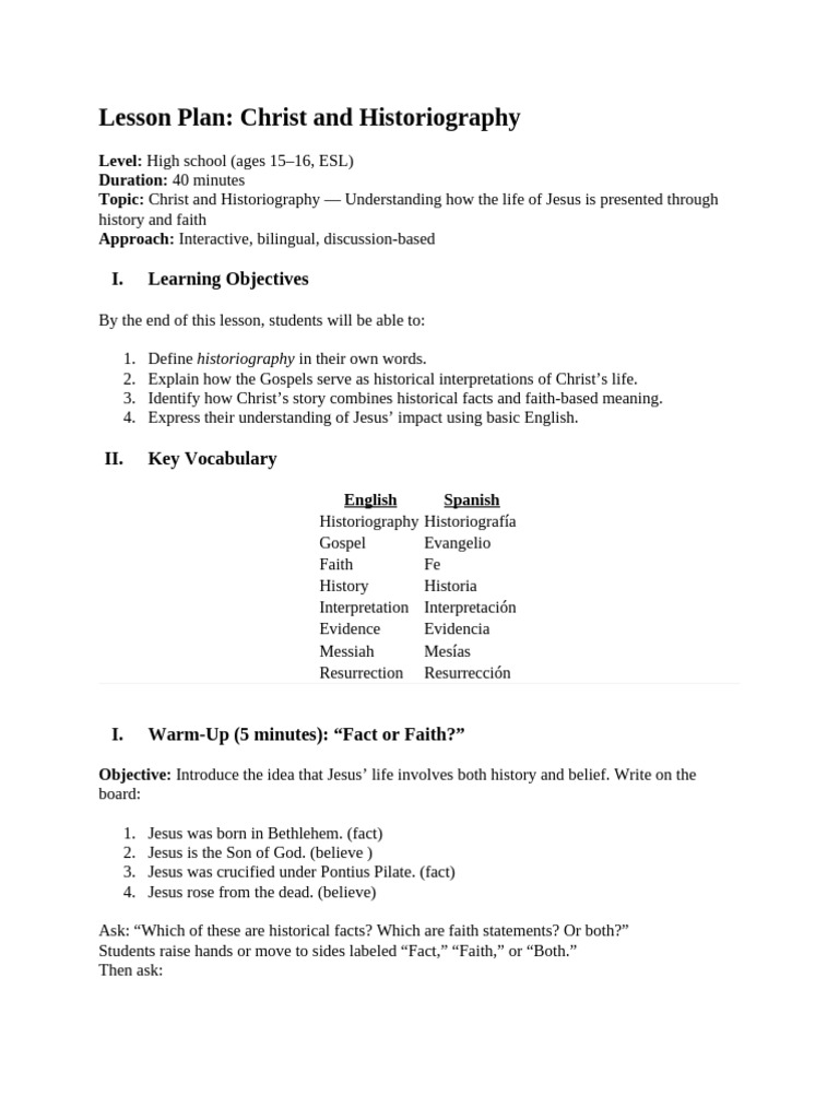 Lesson Plan | PDF | Jesus | Gospel Of Mark