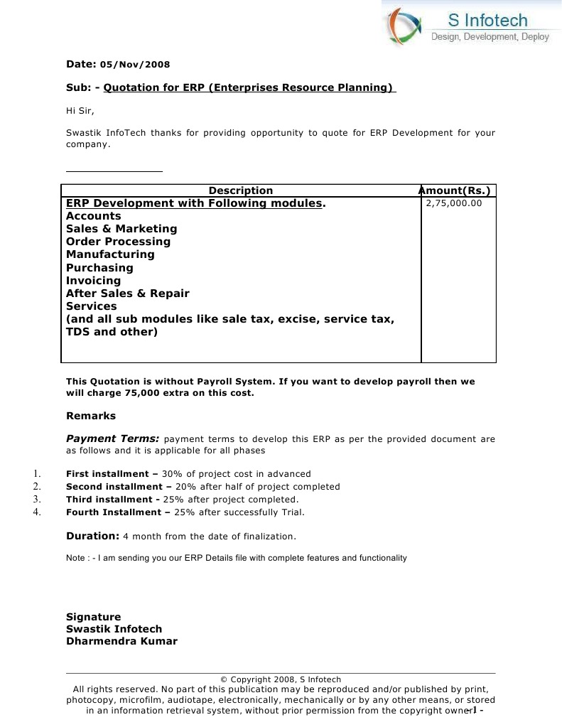 QuotationFor ERP | PDF