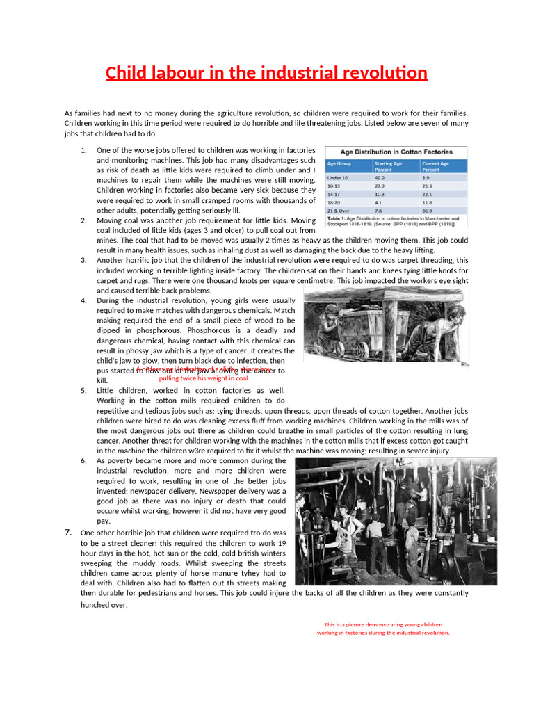 Child Labour in the Industrial Revolution (6) | PDF | Industrial Revolution