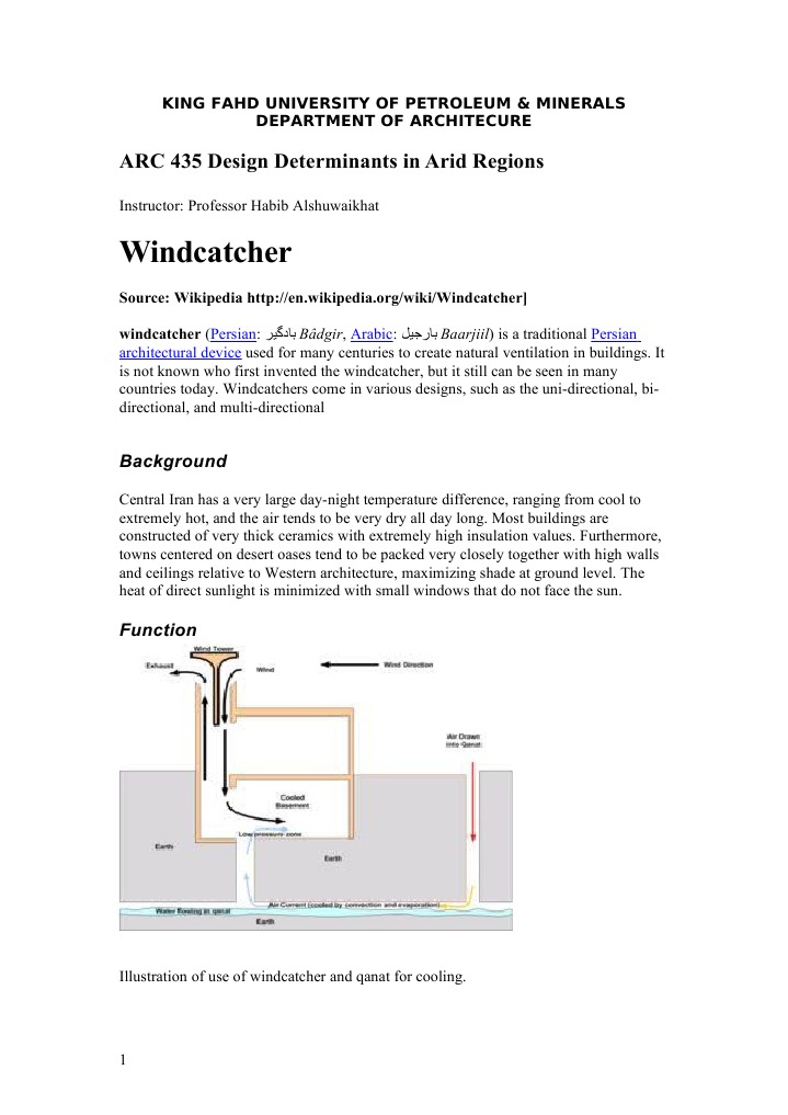 Windcatcher | PDF | Engineering Thermodynamics | Building Engineering