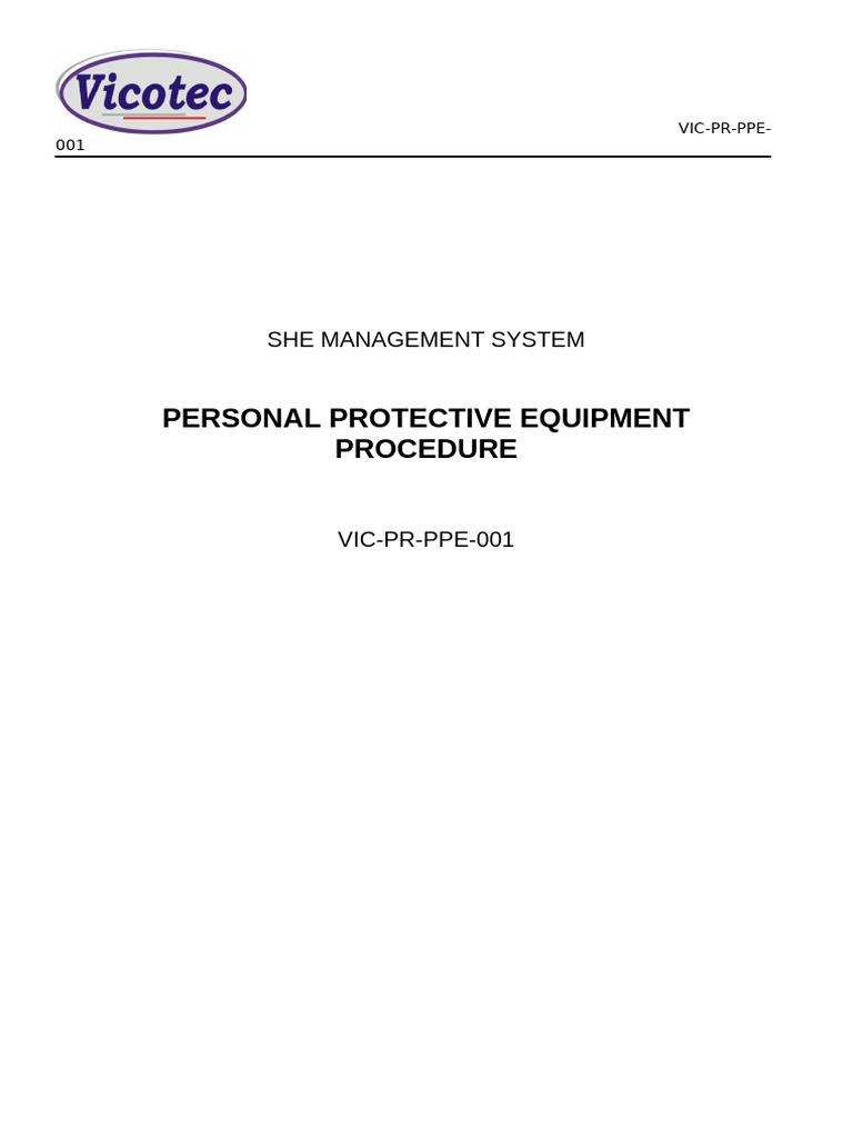 Personal Protective Equipment Procedure: She Management System | PDF ...