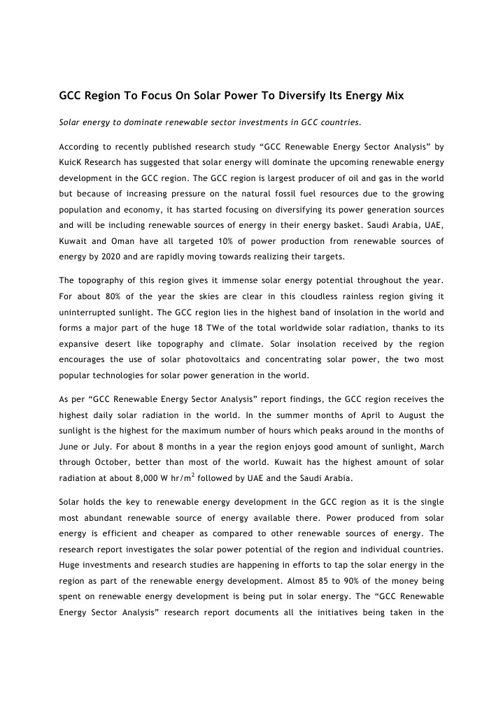 GCC Renewable Energy | PDF | Renewable Energy | Solar Power