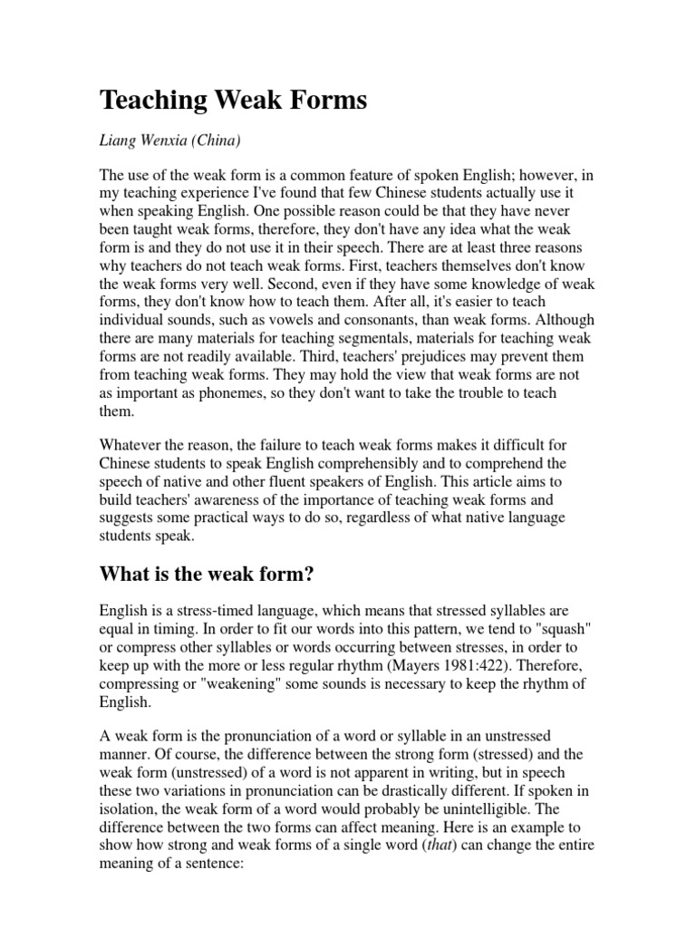 Weak Forms | PDF | Stress (Linguistics) | English Language