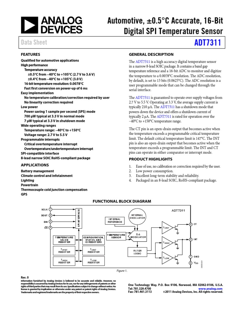 Adt 7311 | PDF | Analog To Digital Converter | Electromagnetism