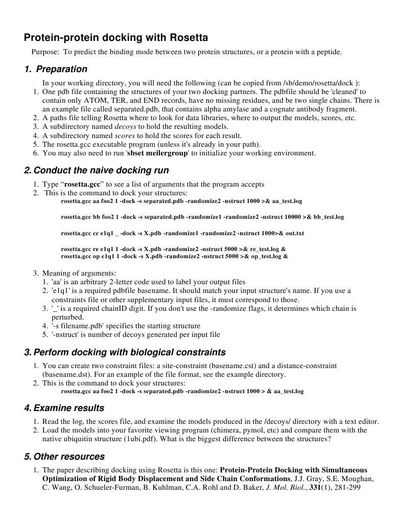 Rosetta Dock | PDF | Docking (Molecular) | Protein Data Bank