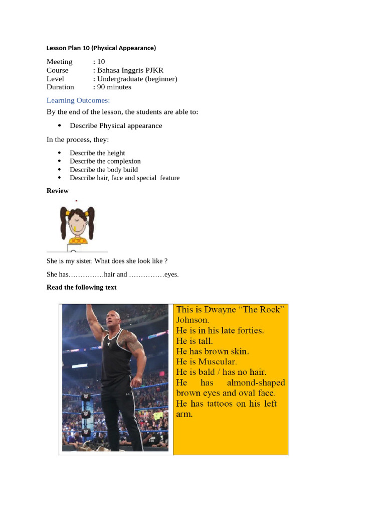 Lesson Plan 10 Describing People | PDF