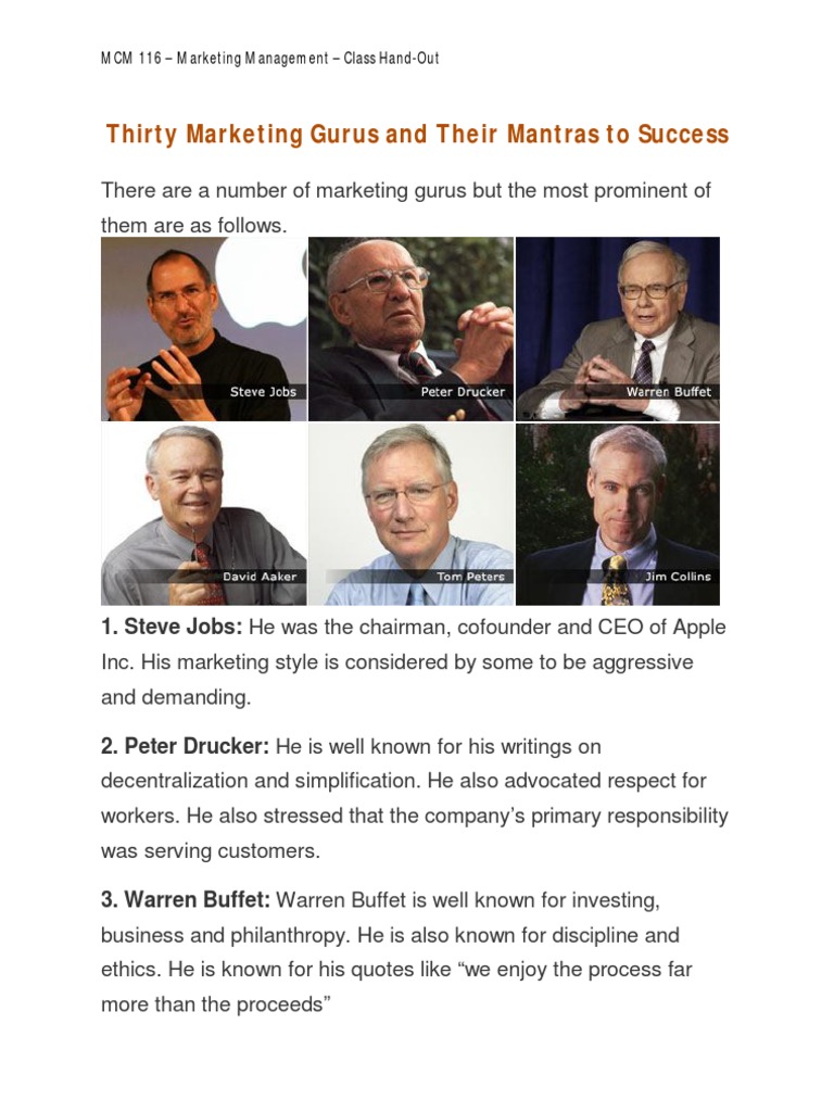 Marketing Gurus and Their Success Mantras | PDF | Digital Marketing ...