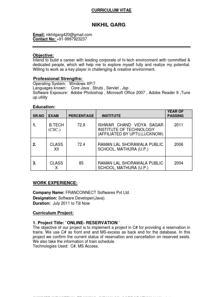 Nikhil Resume (Revised) 1 | PDF | C Sharp (Programming Language) | Java (Programming Language)
