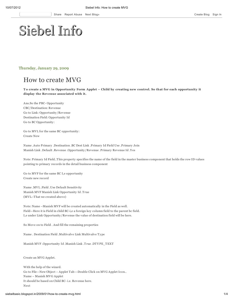 Create MVG in Siebel Guide | PDF | Cyberspace | World Wide Web