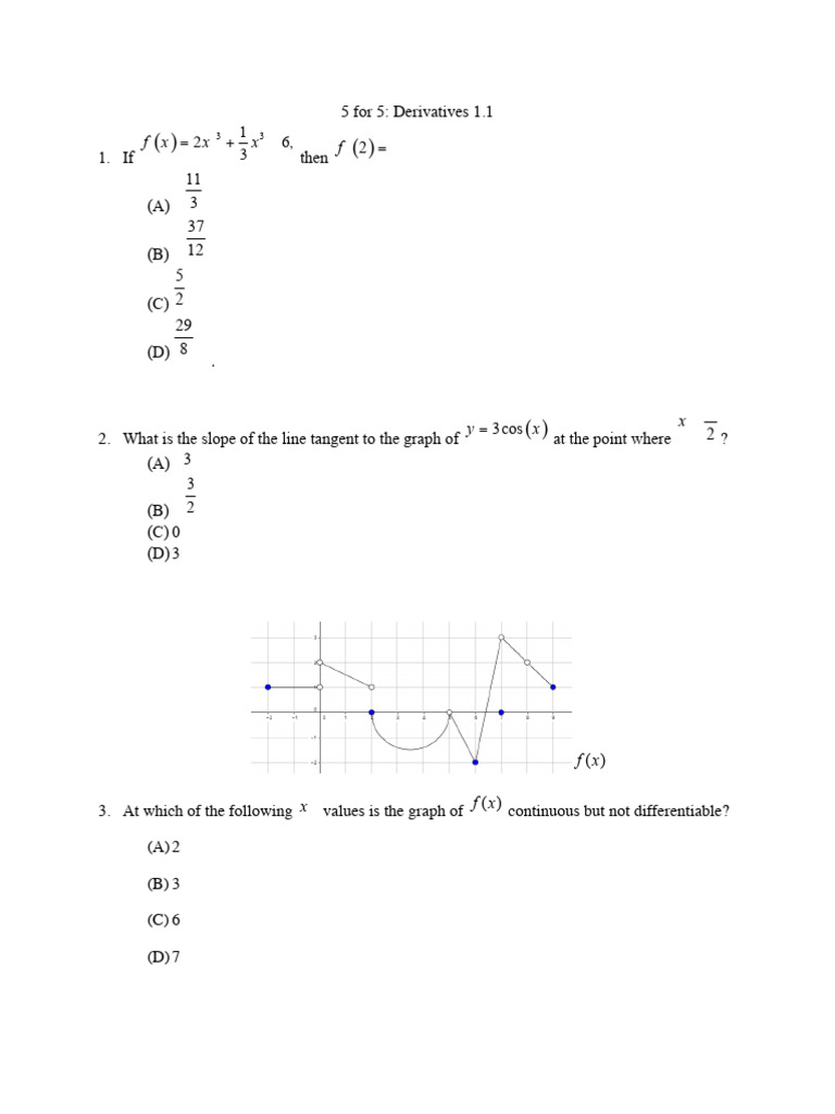 5 for 5 Derivatives (2) | PDF | Derivative | Velocity
