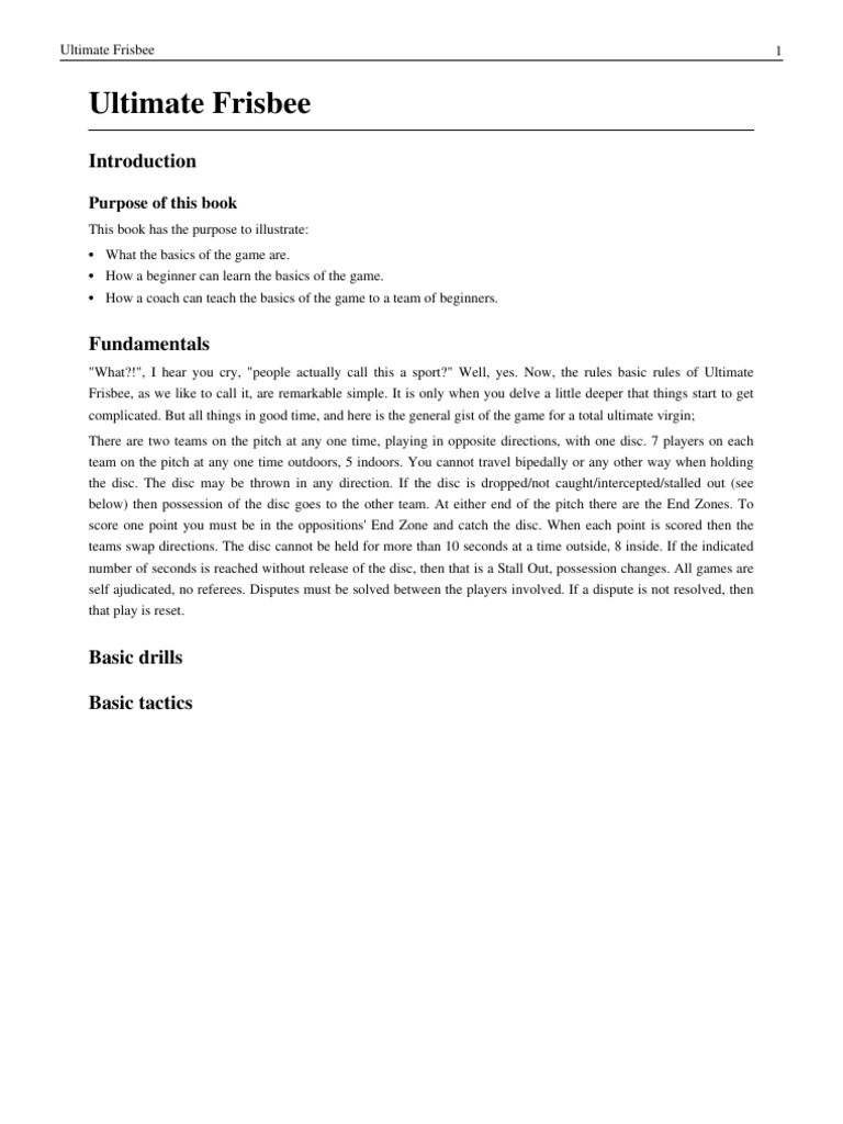 Ultimate Frisbee Basics for Beginners | PDF