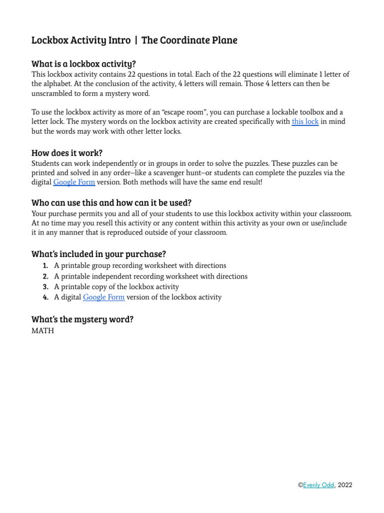 LockboxActivityTheCoordinatePlaneEscapeRoom-1 | PDF