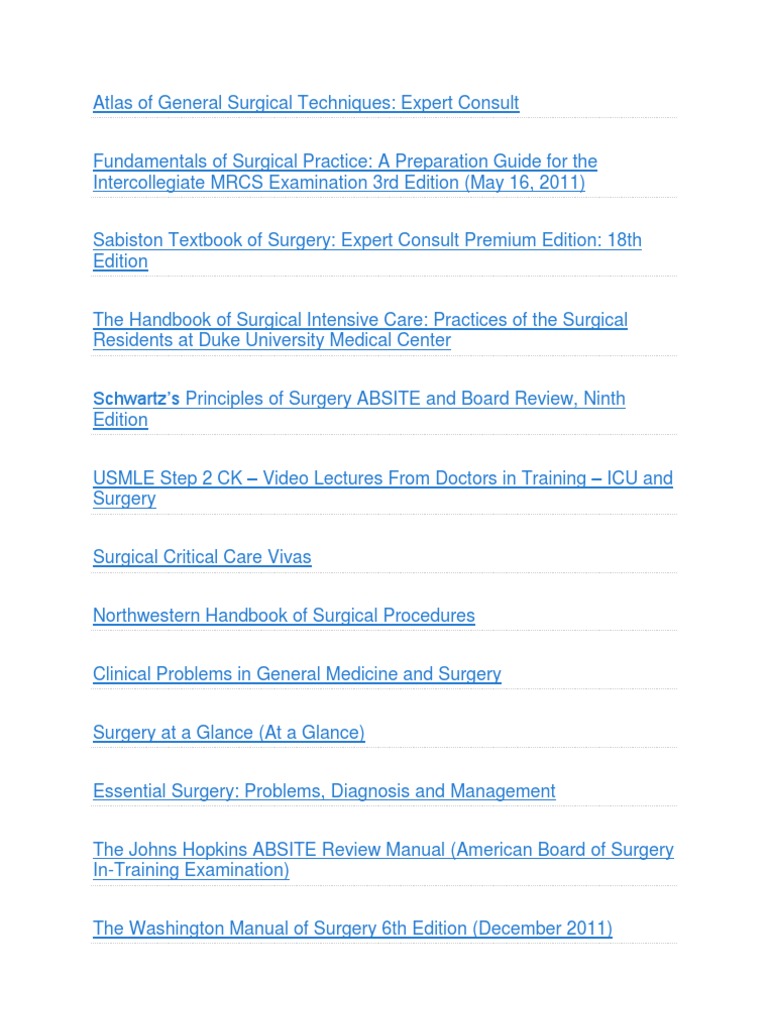Atlas of General Surgical Techniques | PDF | Surgery | Intensive Care ...