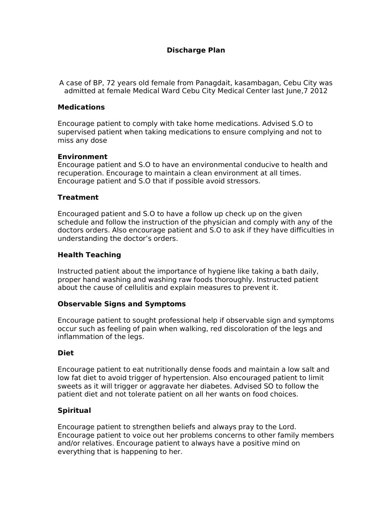 Cellulitis Discharge Plan | PDF